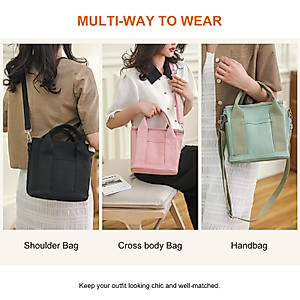 Canvas Tote Bag with Zipper Small Tote Bag for Women Crossbody Bag Mini Shoulder Bag with Pockets and Compartments Satchel Hobo Bag Japanese Messenger Bag