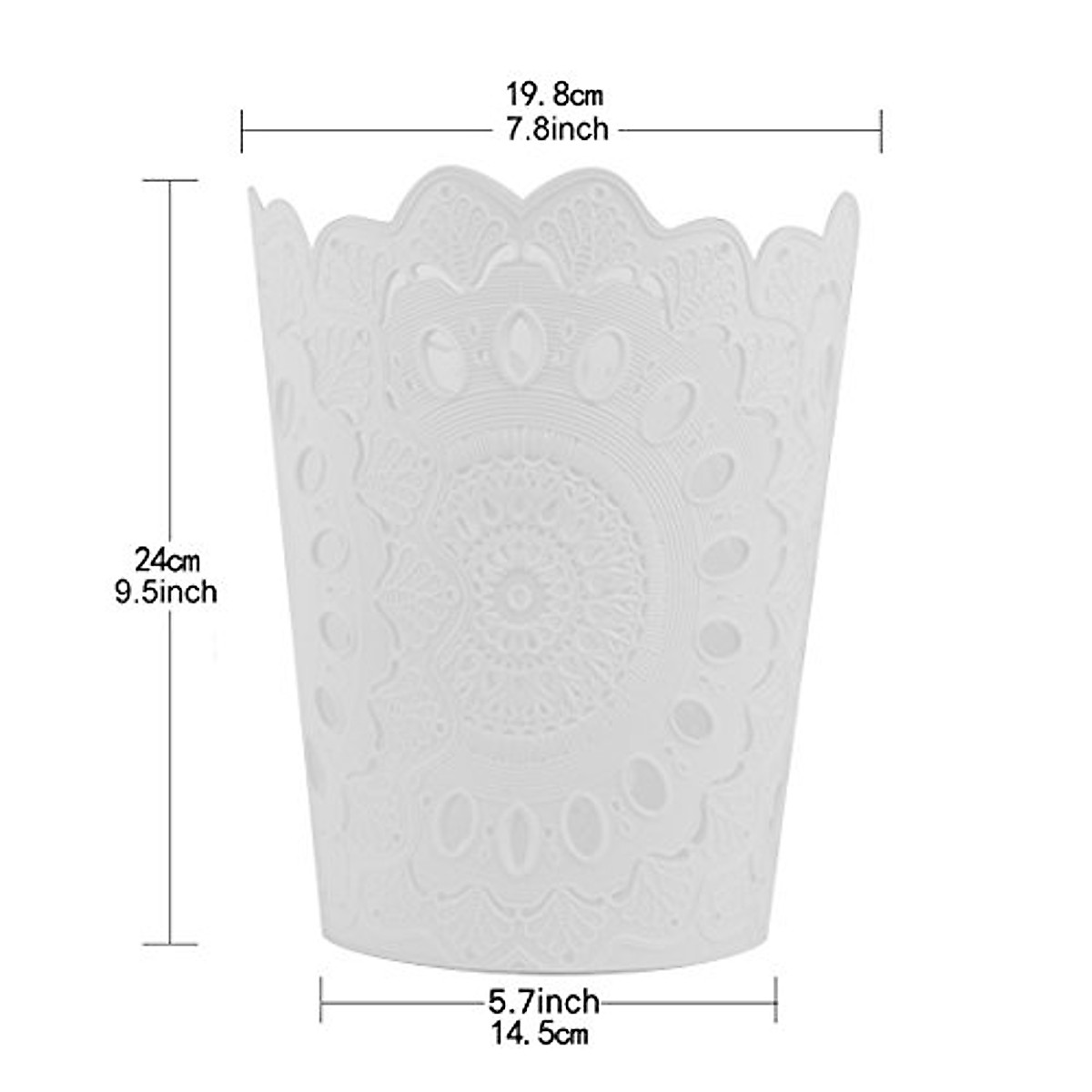 HMANE Wastebasket, PP Hollow Pattern Solid Color Paper Basket Trash Can Dustbin Without Lid - 5.7 x 7.8 x 9.5 inches