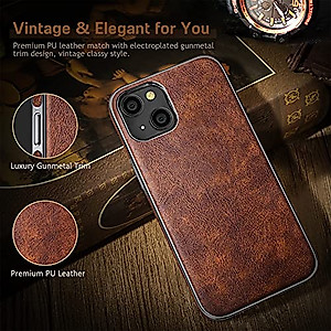 LOHASIC for iPhone 13 Case 6.1 inch, Premium Leather Slim Luxury PU Soft Non-Slip Grip Flexible Bumper Shockproof Full Body Protective Cover Phone Cases for iPhone 13 5G (2021) - Vintage Brown