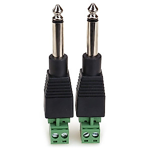 NANYI TS 1/4 Inch Jack, 6.35mm Mono Male Plug for Guitar/Speaker/Microphone Cable That can be Solderless Screw - 2 Pack