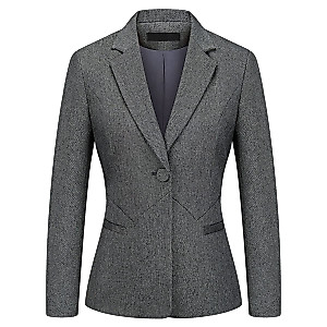 MODFUL Women's 2 Piece Business Suit Pant Set Slim Fit One Button Blazer Jacket Lady Work Suit for Office (Grey,X-Large)