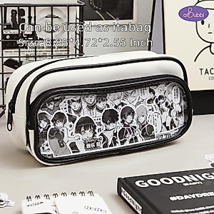 Abubbi ITA Pencil Pouch Large Capacity Pen Case with Transparent Window Black and White (Black and White)