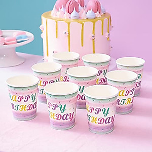 WERNNSAI Ice Cream Plates Napkins and Cups - Ice Cream and Popsicle Theme Party Supplies for Girls Birthday Disposable Tableware Dessert Plates Luncheon Napkins Serves 16 Guests 64PCS