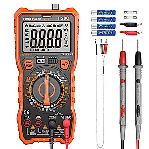 Digital Multimeter, LOMVUM TRMS 6000 Counts Electrical Tester AC/DC Amp Ohm Voltage Tester Meter with Temperature Frequency Resistance Continuity Capacitance Diode and Transistor Test