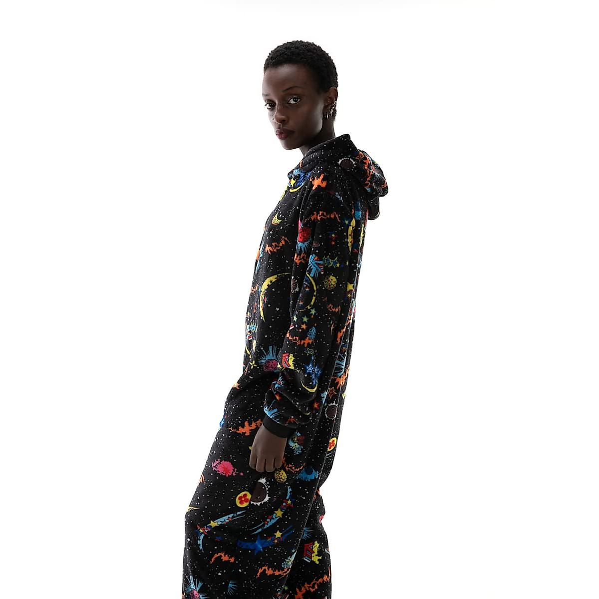 COSUSKET Snug Fit Flannel Onesie Pajamas for Women Tie Dye Costume