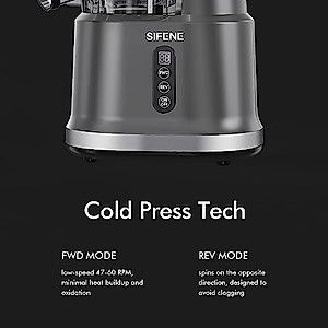 Slow Masticating Juicer Machines with Big Mouth 3.2" Feed Chute, SiFENE Whole Slow Juicer, Vertical Cold Press Juice Extractor for Vegetables and Fruits, BPA Free, Easy to Clean