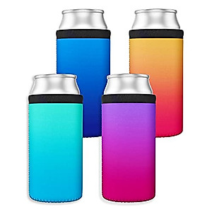 TahoeBay Ombre Cooler Sleeves for Cans and Bottles - Memory Foam (4-Pack) (Slim Can)