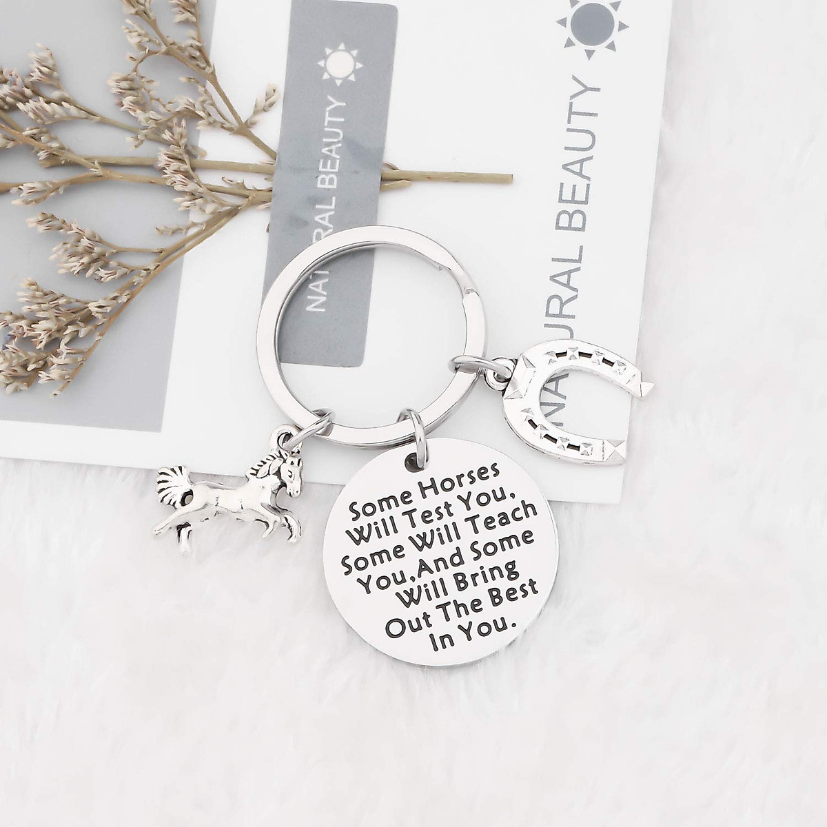 WSNANG Horse Inspirational Gift Some Horses Will Test You Teach You And Will Bring Out The Best In You Keychain Equestrian Gift for Horse Lover (Some Horses KC)