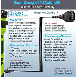 commountain Speaker Mic Compatible for Motorola Vertex Radios VX-261 EVX-261 EVX-531 EVX-534 EVX-539 VX-210 VX-231 VX-260 VX-264 VX-351 VX-354 VX-424 VX-450 VX-451 VX-454, Walkie Talkie Microphone