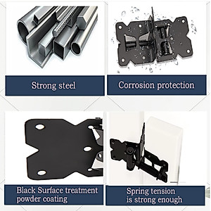 Heavy Duty Gate Hinges for Wooden Fences - 2 Pack, Adjustable Vinyl Gate Hinges with 28 Screws (Black)