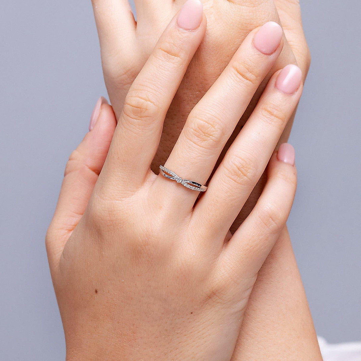 Angara Natural 0.14 Ct Diamond Infinity Ring for Women in 14K Yellow Gold (Color : K | Clarity : I3) | April Birthstone, Birthday, Engagement, Anniversary Jewelry Gift For Women