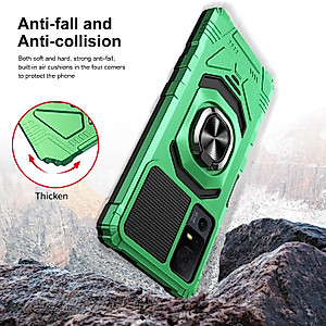 for TCL 40XL Case/TCL 40T Case/Jitterbug Smart 4 Case with Screen Protector,Magnetic Car Ring Stand Soft Silicone Bumper Military Grade Phone Case for TCL 40 XL/TCL 40 T T608DL /Lively Smart4 Green