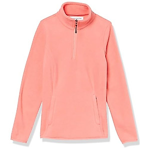 Amazon Essentials Women's Classic-Fit Long-Sleeve Quarter-Zip Polar Fleece Pullover Jacket - Discontinued Colors, Coral Pink, X-Large
