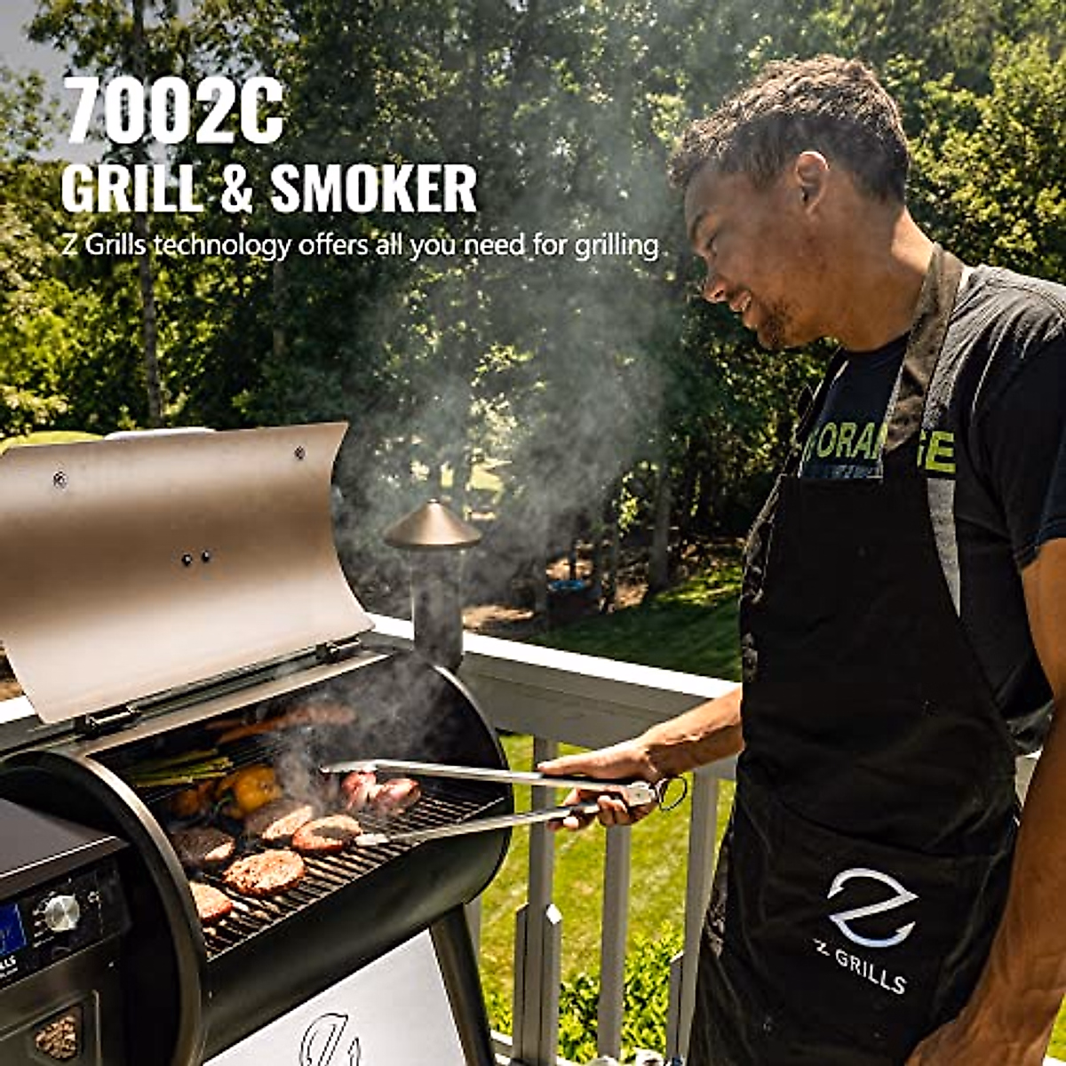 Z GRILLS Wood Pellet Grill Smoker with PID Controller, 700 Cooking Area, Meat Probes, Rain Cover for Outdoor BBQ, 7002C