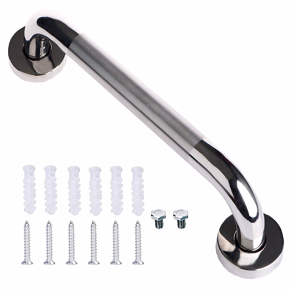 12 Inch Stainless Steel Chrome Shower Grab Bar, ZUEXT Bathroom Balance Bar, Safety Hand Rail Support, Handicap Elderly Injury Senior Bath Assist Handle