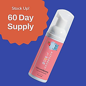 autobrush Kids Fluoride-Free Foaming Toothpaste Strawberry Flavor for Electric or U-Shaped Toothbrush, SLS-Free, Training Toothpaste, Anti-Cavity (2 Pack)