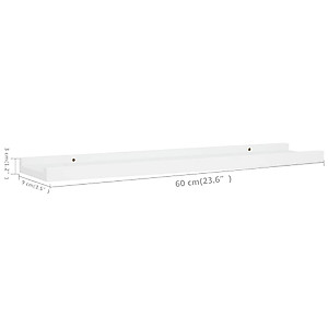 homiuse 2 Pack Floating Shelves 23.6" Wall Shelves for Bathroom Shelf Decor Floating Shelf Bracket Wall Mounted Shelves for Bedroom Picture Frame Ledge Shelves for Wall Storage Small Shelf White MDF