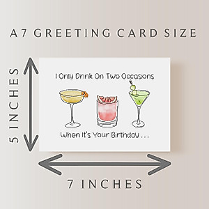 Funny Birthday Card For Drinkers. Happy Birthday Cocktails Card. Alcohol Joke Birthday Card. Hilarious Birthday Card For Best Friend. I Only Drink On Two Occasions Card