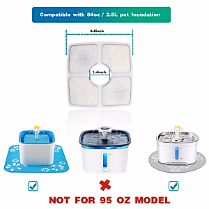 Aroundu Cat Fountain Filter Replacement Set 20 Pcs, Compatible with 84oz/2.5L Square Fountain,12 Filter 6 Sponge 2 Brush Included