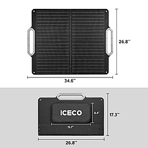 ICECO SP80 Portable Solar Panels 80W, High-Efficiency Monocrystalline Solar Panel, Foldable Solar Charger with Adjustable Kickstand, Waterproof IP67 for Outdoor, Camping, RV and Emergency Backup