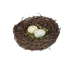 ZYAMY 2pcs 4" Artificial Rattan Bird's Nest Handicraft Bird's Nest for Crafts, Patio Garden, Succulent Planter