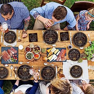 gisgfim 200 PCS Vintage 50th Birthday Plates and Napkins Party Tableware Set 1975 50th Birthday Party Table Supplies Cheers to 50 Years Paper Plate Napkin Fork 50 Guests for Men