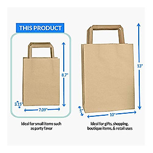Reli. 100 Pack | 7"x3.15"x8" | Small Brown Paper Bags w/Handles | Kraft Paper Gift Bags/Shopping Bags | Brown Paper Bags for Retail, Merchandise, To Go, Parties