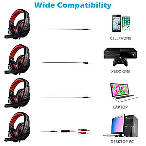 FNSHIP 3.5mm Port Wired Gaming Headset, Stereo Bass Noise Isolation Headphone with Mic Volume Control for PS4 New Xbox One PSP PC Laptop Tablet Cellphones (Black)