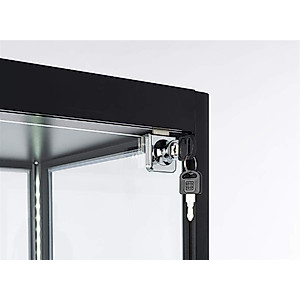 Displays2go Multi-Level Tempered Glass Tower with Lighting – Black (DCKDMT16B)