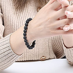 WAINIS 10 Pcs 8mm Stone Semi-Precious Gemstones Beaded Bracelets for Men Women Healing Crystal Stretch Beaded Bracelet Unisex