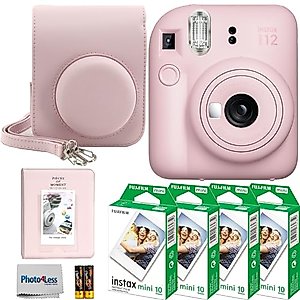Fujifilm Instax Mini 12 Instant Film Camera (Blossom Pink) + Fuji Instax Mini Instant Film – 40 Sheets + Instant Camera Gift Bundle, compact