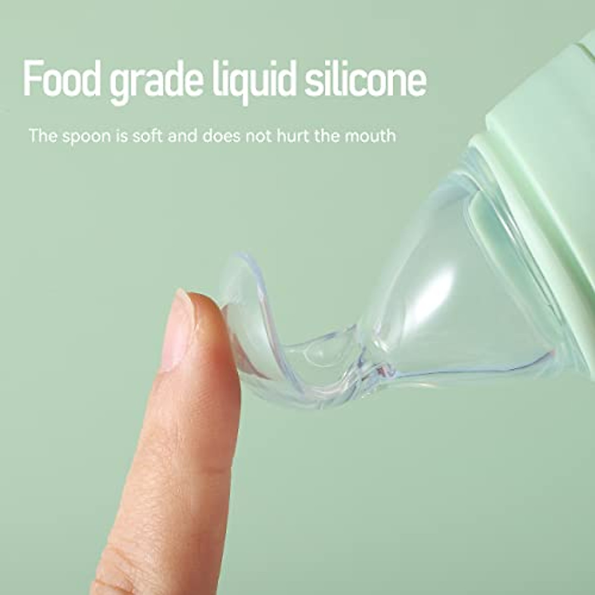 SANFE ELEPHANT Baby Spoons, Silicone Baby Food Dispensing Spoon, Squeeze Feeding Spoon with Cartoon Dust Cover, 4 oz. (Pink)