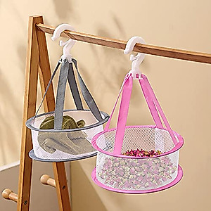 Mini Mesh Shower Dry Basket, Hanging Drying Net, Bath Organizer Storage for Makeup Brush, Beauty Sponge Blender, Windproof Airing Drip Dryer Rack for Bathroom, Laundry (Gray)