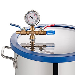 P PBAUTOS 5 Gallon Vacuum Chamber, Tempered Glass Lid Stainless Steel Degassing Chamber Perfect for Stabilizing Wood, Degassing Silicones, Epoxies and Essential Oils