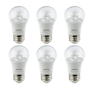 Sunlite 45162 LED A15 Appliance Clear Light Bulb, 6 Watts (40W Equivalent), 450 Lumens, Medium Base (E26), 90 CRI, Dimmable, ETL Listed, Ceiling Fan, Title-20 Compliant, 3000K Warm White, 6 Count