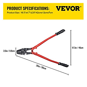 VEVOR Hand Swager Crimper 24 Inch,Swaging Tool 5 Cavity 1/16" 3/32" 1/8" 5/32" 3/16",Hand Cimping Tool for Copper Aluminum Oval Sleeves and Stop Sleeves,Wire Rope Crimping Tool Swage Tool Long Hand