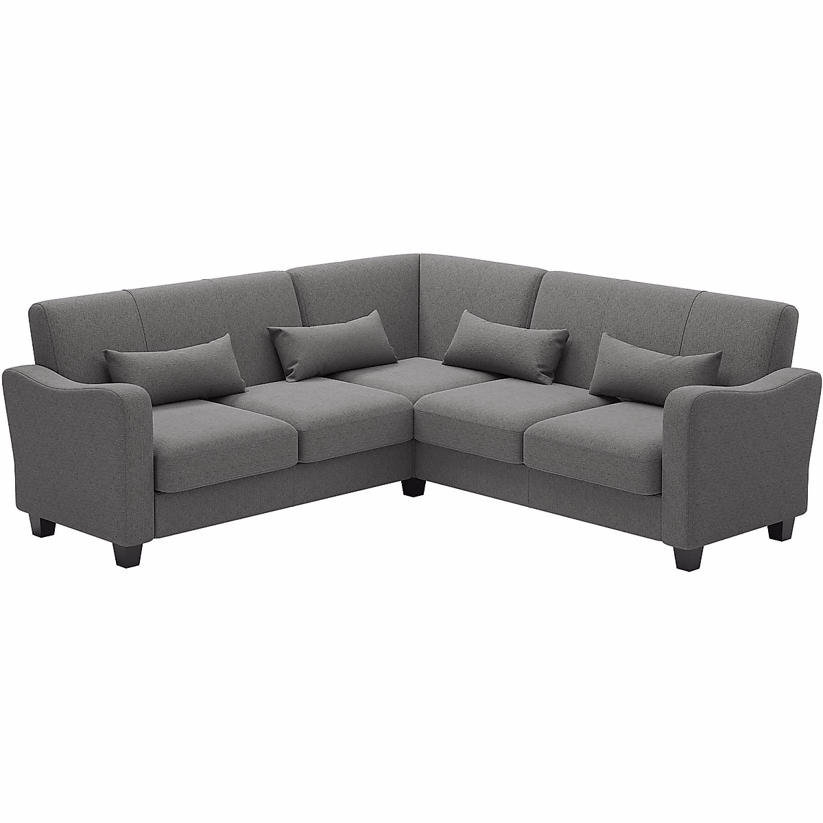 Belffin Fabric L Shaped Sofa Small Sectional Couch with Chaise Solid Corner Sofa Small L Couches 5 Seater Sofa Light Grey
