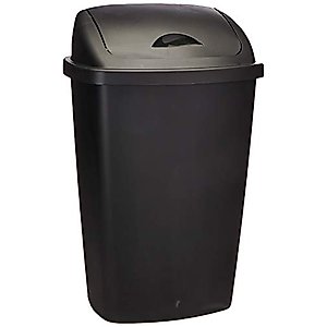 Sterilite 10889004 13.2 Gallon Plastic Home/Office Kitchen Bathroom Basement Garage SwingTop Waste Basket Trash Can or Recycling Bin, Black