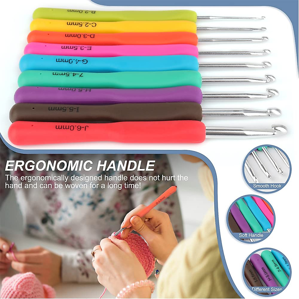 Katech Crochet Hooks Kit with Case, 85-Piece Crochet Hooks Set, Ergonomic Crochet Hook Crochet Needles Weave Yarn Kits DIY Hand Knitting Art Tools for Beginners and Experienced Crochet Lovers