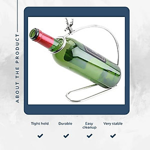 Rigeli Regent Silverplated Wire Wine Bottle Stand with Lacquer, with Stag Head Motif Metal Wine Rack Freestanding Tabletop Bottle Holder Geometric Design for Table Top Rack,Perfect Wine Holder