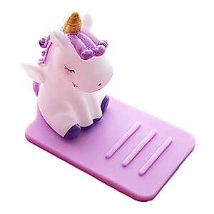 ZOSTLAND Cute Unicorn Fly Horse Pegasus Pony Phone Holder Adjustable Stand Lovely Desktop Phone Stand,Creative Cartoon Multi-Function Desk Phone Stand, Smartphone Dock iPad Tablet (Unicorn Purple)