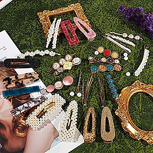 28 Pcs Hair Clips for Girls, Hair Barrettes for Women|Pearl Hair Accessories-Acrylic Resin Bobby Pins,Sweet Handmade Hairpin Headwear