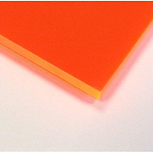 1/8" (0.118") Orange Neon Fluorescent Acrylic Plexiglass Sheet 24"x12" Cast 3mm Thick Nominal Size AZM