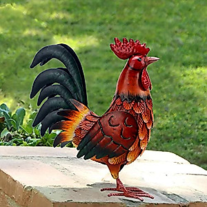 Shorayn Metal Rooster Decor Garden Statue Outdoor Chicken Sculpture Yard Art Kitchen Decor