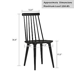 DUHOME Dining Chairs Set of 4 Wood Dining Room Chair Black Spindle Side Kitchen Room Country Farmhouse Chairs Black