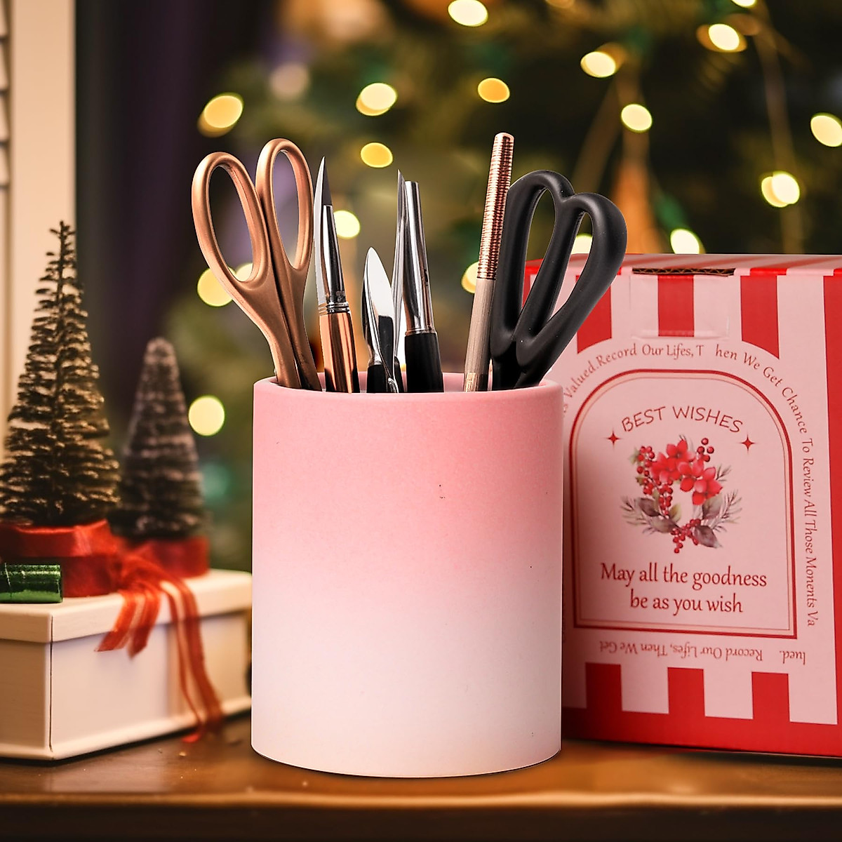 ComSaf Ceramic Pen Holder Minimalist Pencil Holder for Desk Home Office Decor Cute Pencil Cup for Kid Gift Classroom School Desk Organization