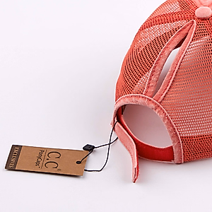 C.C Hatsandscarf Exclusives Washed Distressed Cotton Denim Ponytail Hat Adjustable Baseball Cap (BT-13)