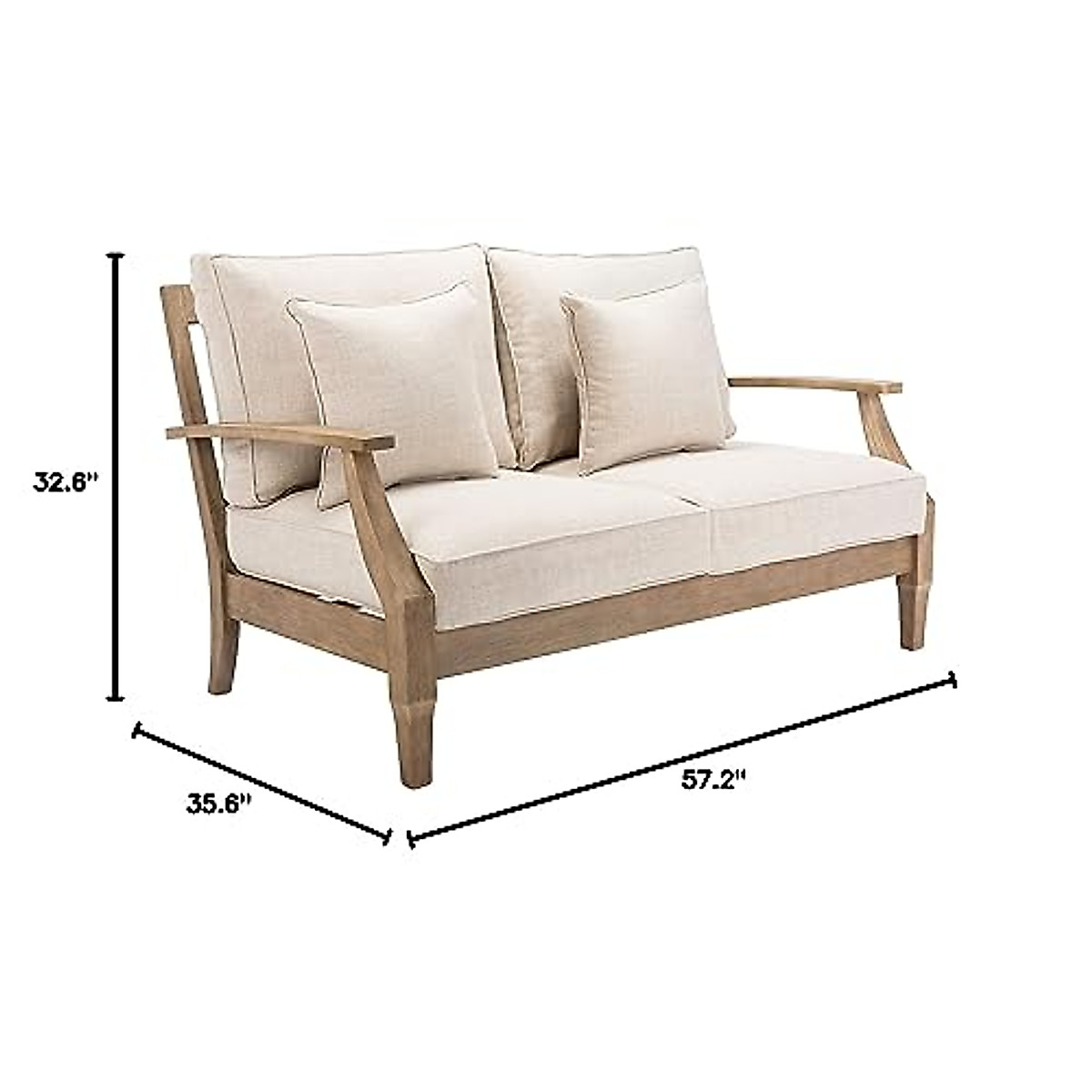 SAFAVIEH Couture Patio Martinique Natural and White Wood Outdoor Loveseat, Natural/White