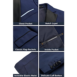 MAGE MALE Men's 2 Piece Suit Notched Lapel One Button Slim Fit Formal Wedding Prom Tuxedo Suits Blazer Pants with Bow Tie Set