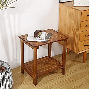 BplusZ KD-50N Outdoor Porch Wooden Side Table for Patio Lawn Garden Rectangular End Tables with Storage Brown